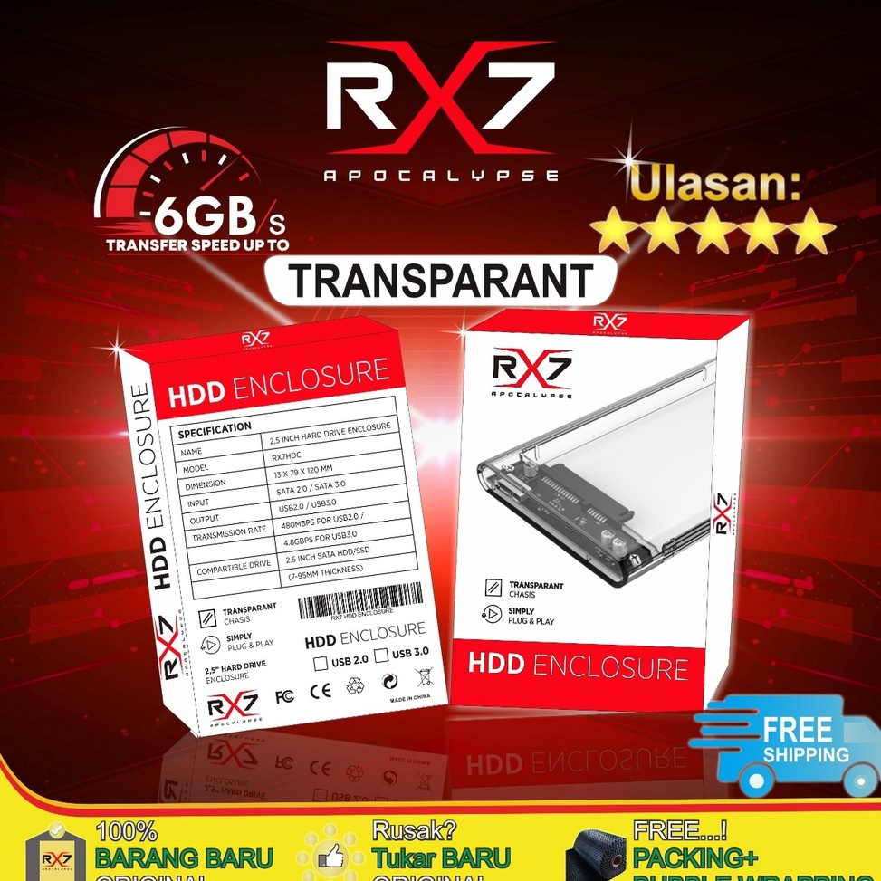 Jual STOK TERBATAS RX7 SSD Enclosure 2.5" SATA USB 3.0 External Case ...