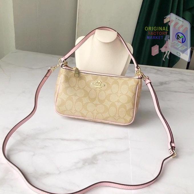 Jual (100% ORIGINAL) Tas COACH Signature Top Handle Pouch Chalk ...