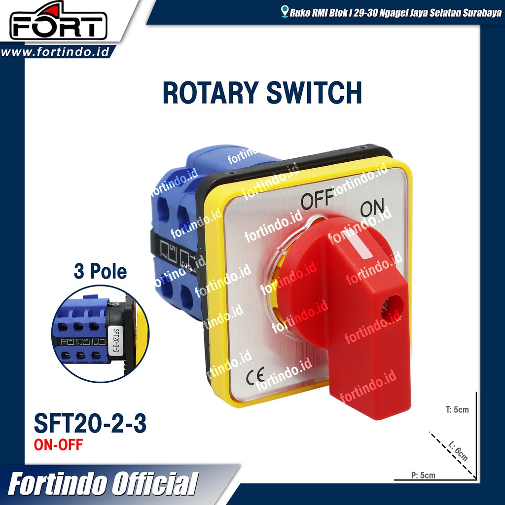 Jual Rotary Switch SFT20-2-3 SA16 ON-OFF 3P Selector Saklar Putar ...