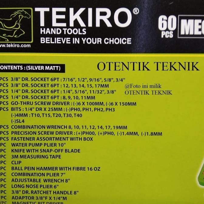 Jual Tekiro Tool Set Mekanik 60Pcs Box Plastik - Kunci Set 60 Pcs Mechanic | Shopee Indonesia