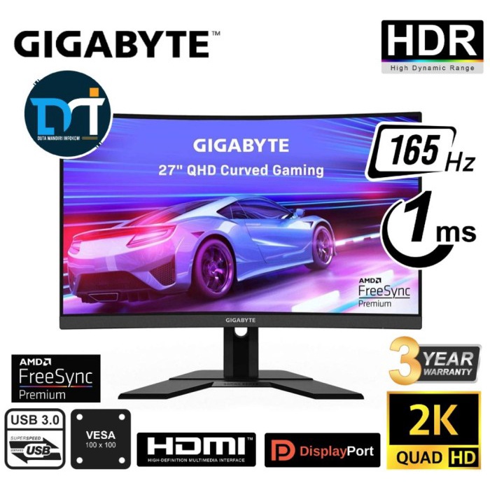 Jual Gigabyte G27QC A-EK CSOT 27 Inch Curved - QHD 165Hz 1ms Gaming ...