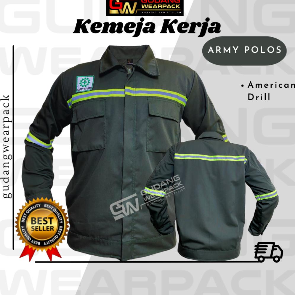 Jual Promo Gudang Wearpack - Baju Kerja Seragam Proyek Warna Army Polos ...