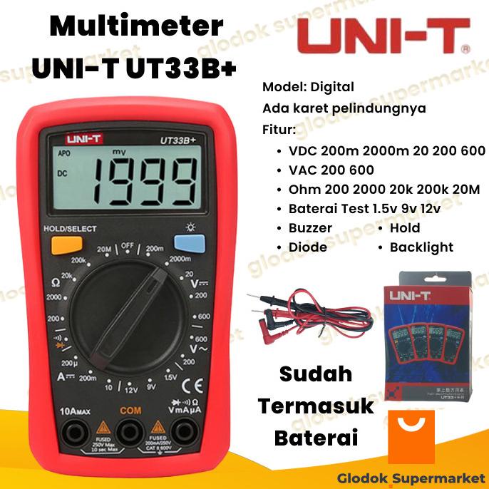 Jual Multitester UNI-T UT33B+ Multimeter UNIT UT 33B+ Tester Avometer ...