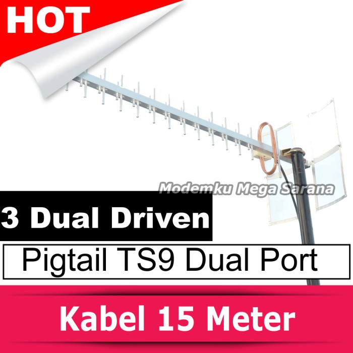 Jual Antena Yagi Extreme 3 Dual Driven Pigtail Modem TS9 Dual Port ...
