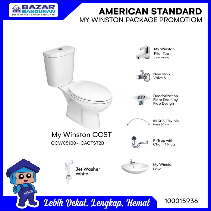Jual PAKET CLOSET KLOSET TOILET DUDUK AMERICAN STANDARD MY WINSTON NO ...