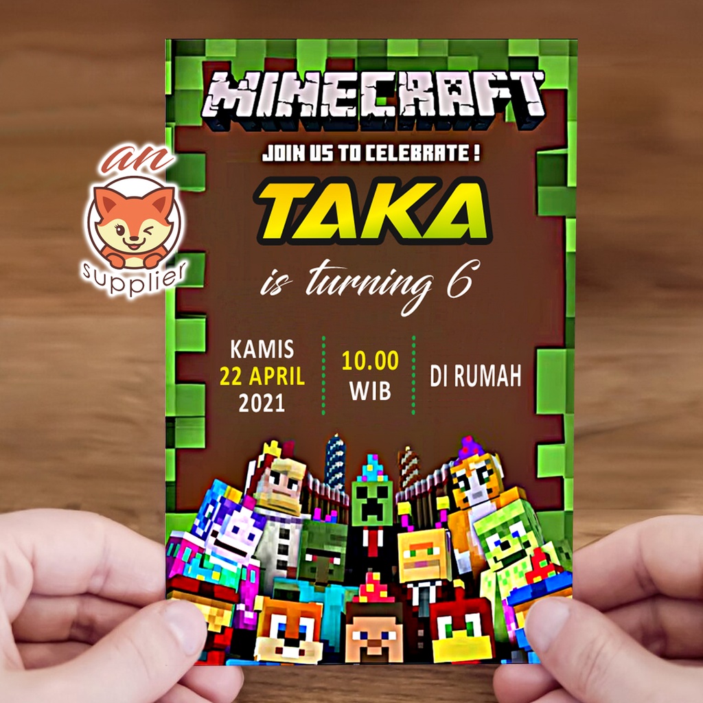 Jual UNDANGAN MINECRAFT 2-5 ULTAH ULANG TAHUN | Shopee Indonesia
