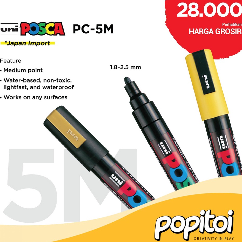 Jual QLBT6222 Ready Stok UNI POSCA PC-5M Paint Marker (Medium Point ...