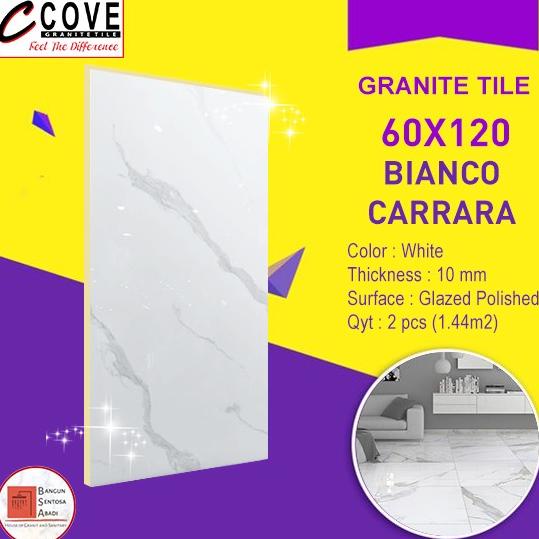 Jual ] GRANITE TILE COVE 60x120 BIANCO CARRARA PUTIH CORAK ABU / GRANIT ...