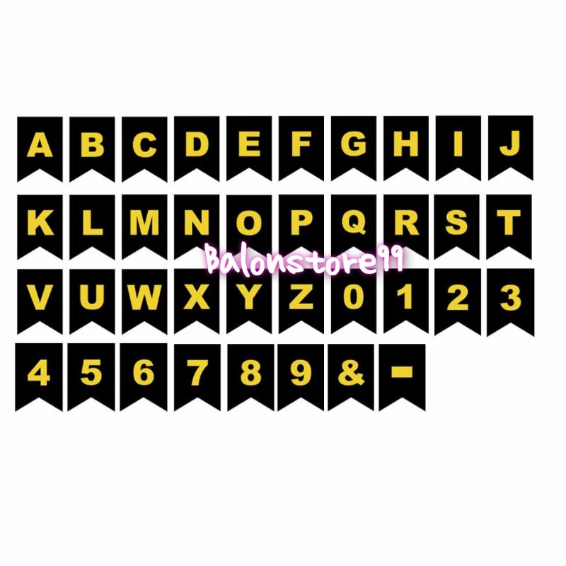 Jual Banner Huruf Warna Hitam Gold / Bunting Flag Huruf | Shopee Indonesia