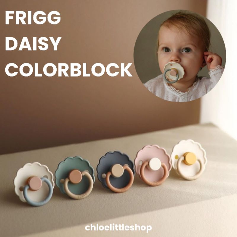 Jual FRIGG Daisy Color Block Pacifier Natural Latex 0-6M 6-18M / Dot ...