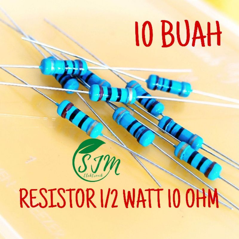 Jual 10 pcs RESISTOR 10 OHM 1/2 WAT CARBON FILM RESISTOR 10ohm SETENGAH WAT | Shopee Indonesia