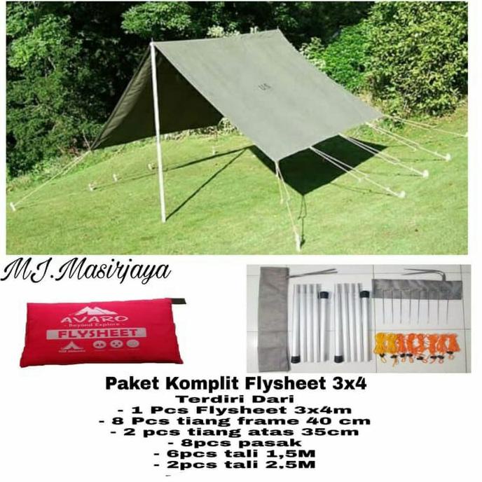 Jual flysheet 3x4+tiang frame+pasak+tali paket komplit | Shopee Indonesia