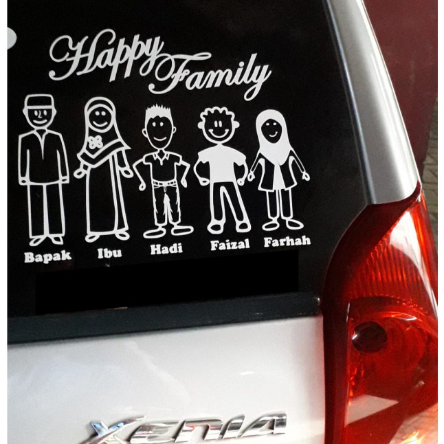 Jual MURAH MERIAH CUTTING STICKER MOBIL STIKER HAPPY FAMILY KEREN ...