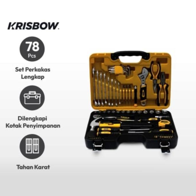Jual Krisbow set perkakas tool kit handtools tool mekanik 78 pcs ...