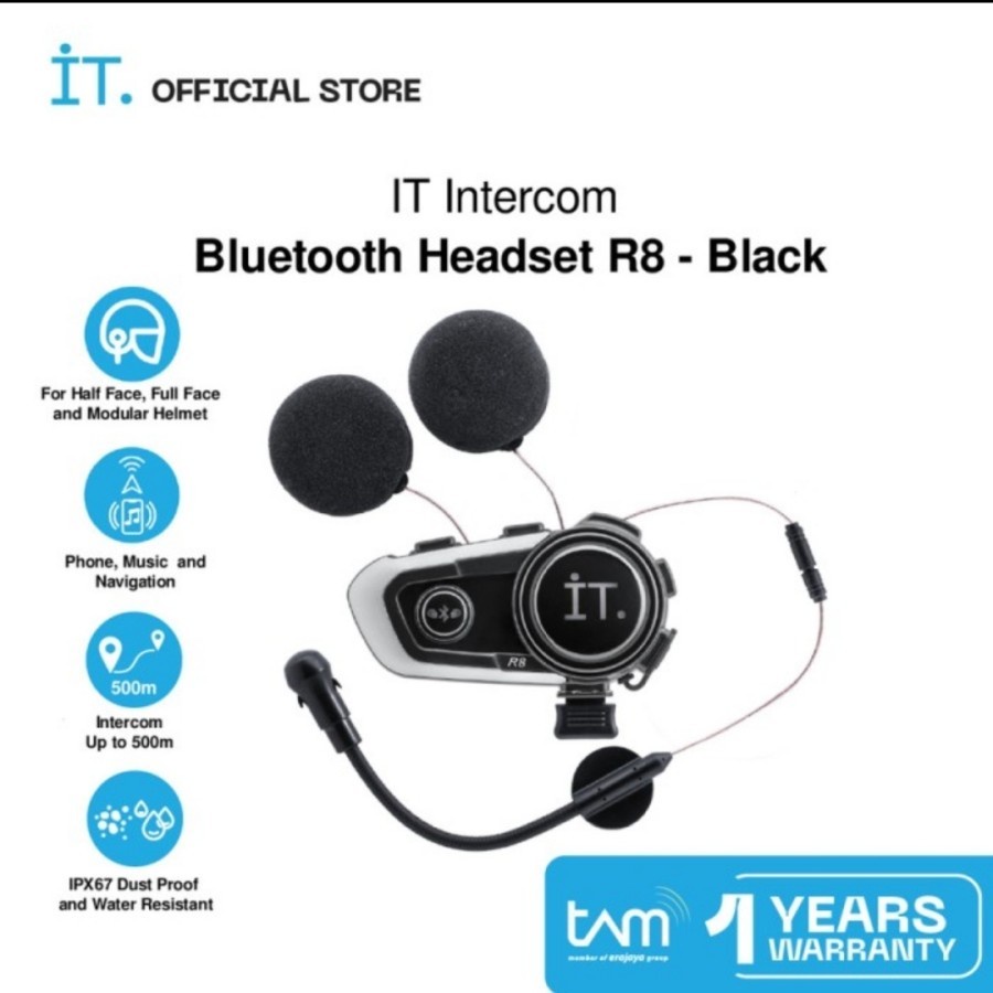 Jual INTERCOM IT R8 IT Intercom Bluetooth Headset R8 Black | Shopee ...