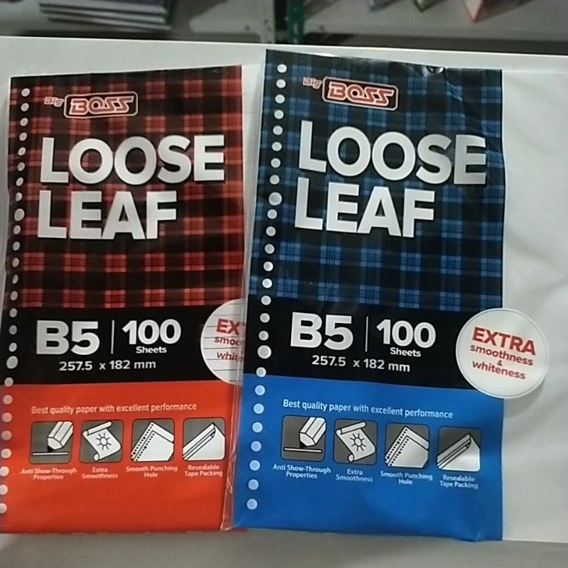 Jual loose leaf / kertas isi binder b5 ( polos / garis ) isi 100 lembar bigboss / big boss ...