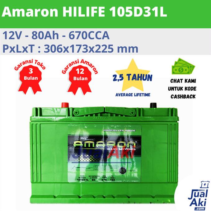 Jual Aki Mobil Mitsubishi Pajero Sport NX120-7L 105D31L Amaron Hi-Life | Shopee Indonesia