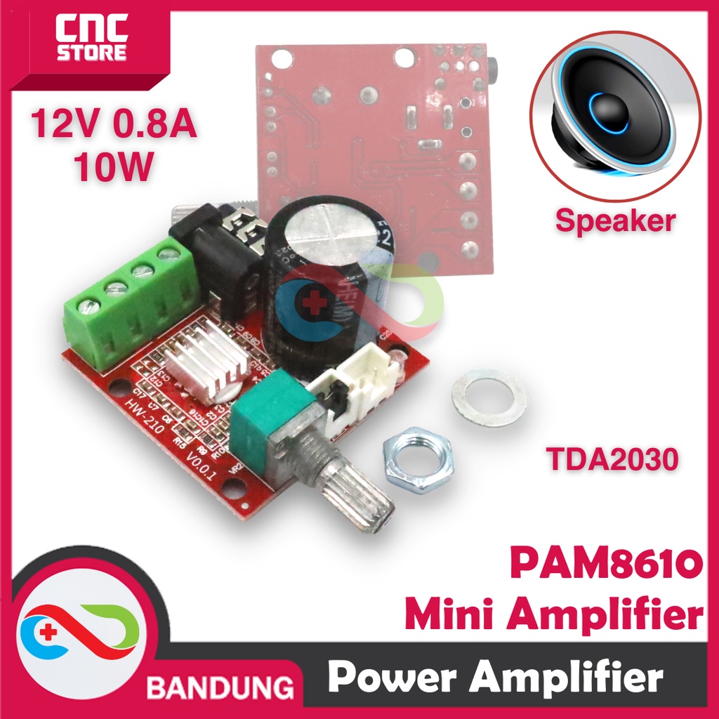 Jual PAM8610 MINI AMPLIFIER BOARD TDA2030 12V 10W PURE CLASS D STEREO ...
