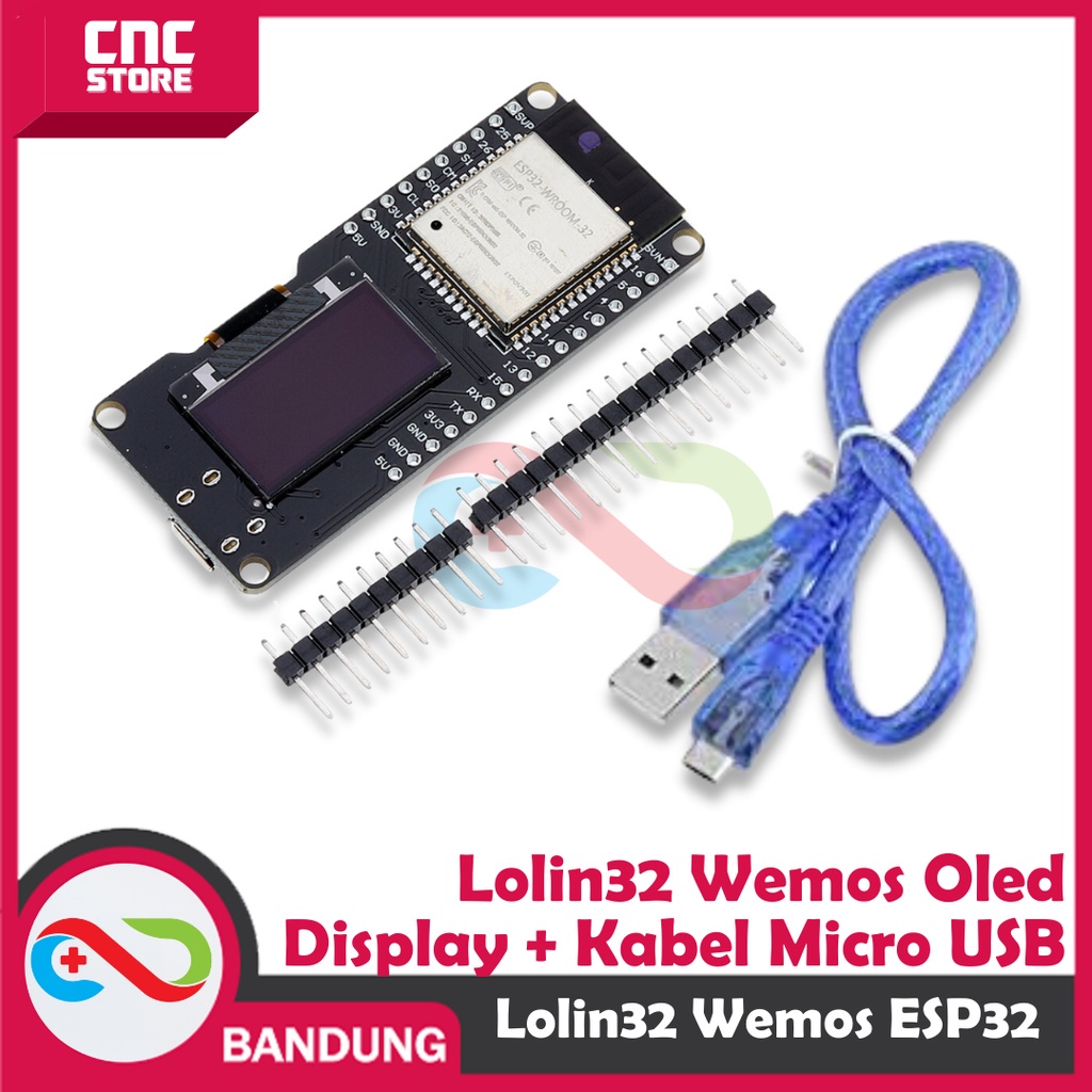 Jual LOLIN32 WEMOS ESP32 WITH OLED DISPLAY IOT BLUETOOTH 4MB ESP32 WIFI PLUS KABEL MICRO USB ...
