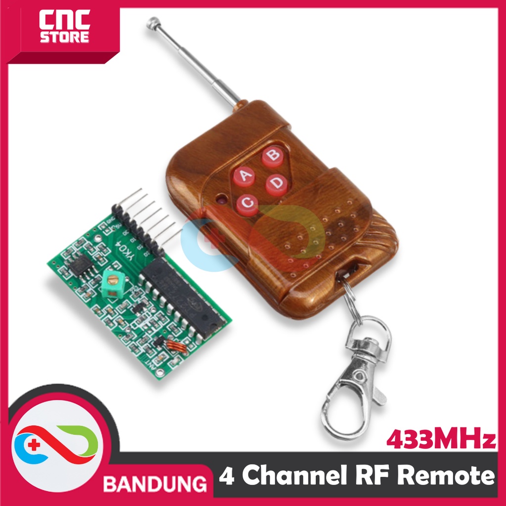 Jual REMOTE 4 CHANNEL RF TRANSMITTER AND RECEIVER 433MHz 5V CONTROL ...
