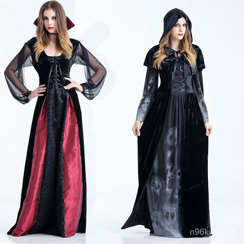 Jual Halloween Costume Vampire Witch Dress Long Dress Gothic Witch ...