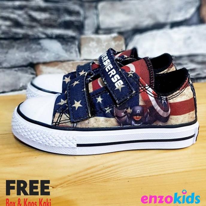 Jual Sepatu Anak Converse Marvel Captain Amerika Premium Quality ...