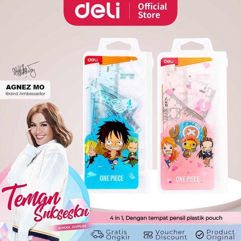 Jual Deli One Piece School Ruler Set / Set Penggaris Sekolah 4 in 1 ...
