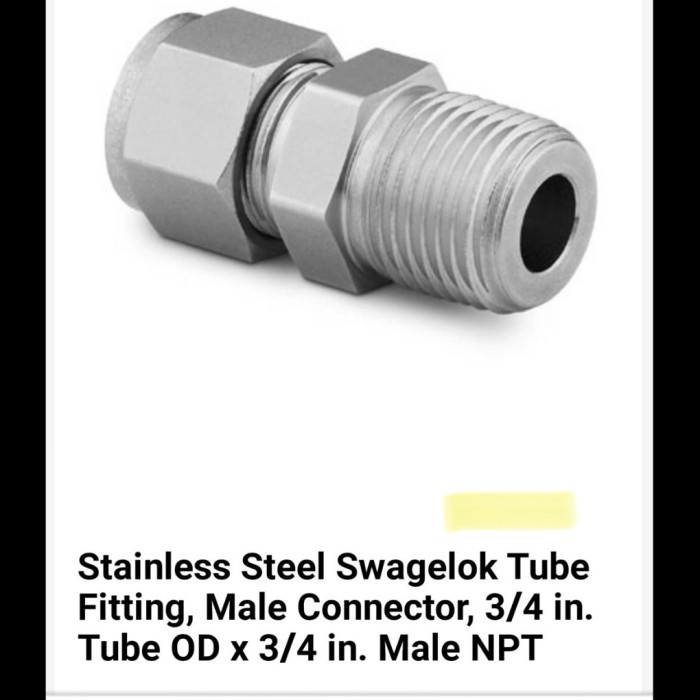 Jual COD Male Connector / Con -3/4 Od Tubing X 3/4 Mnpt Swagelok Tube X ...