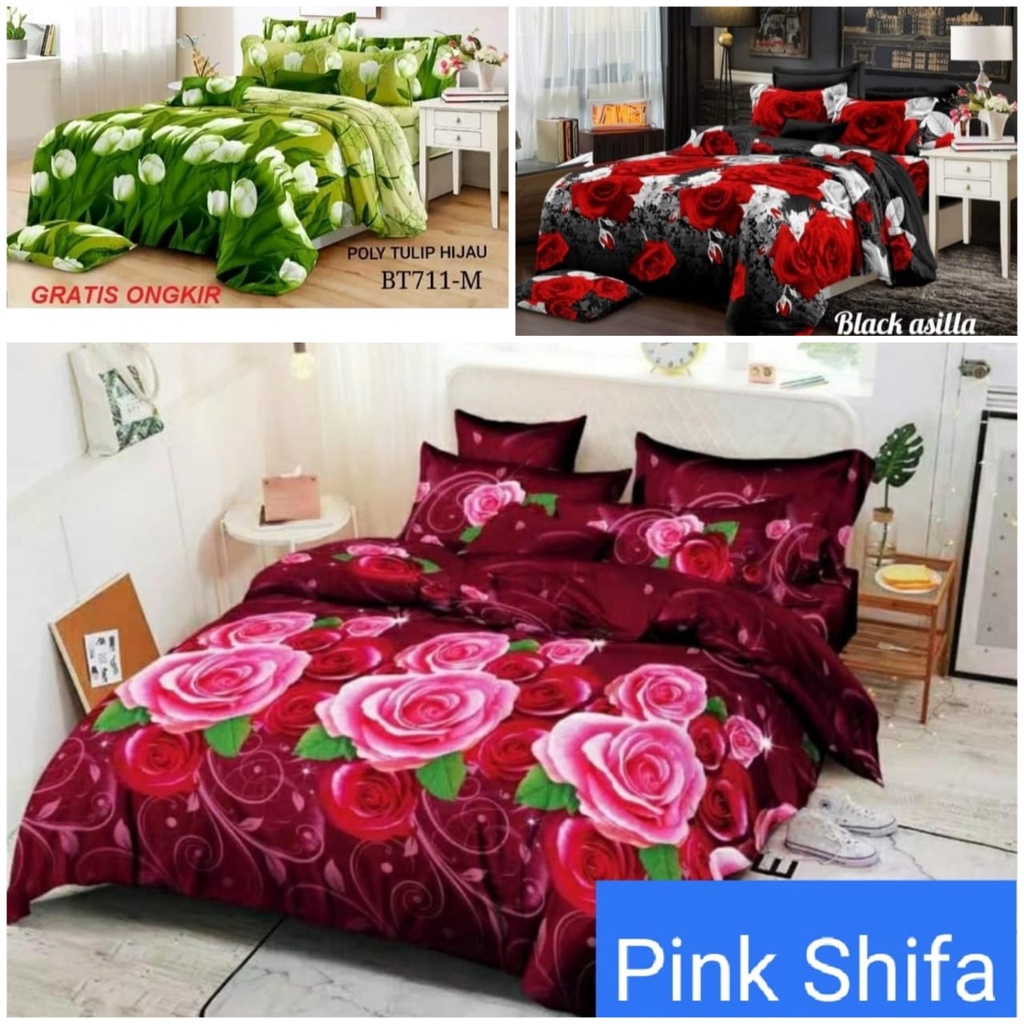 Jual SEPRAI MOTIF BUNGA UKURAN JUMBO 180X200 LENGKAP SARUNG BANTAL ...