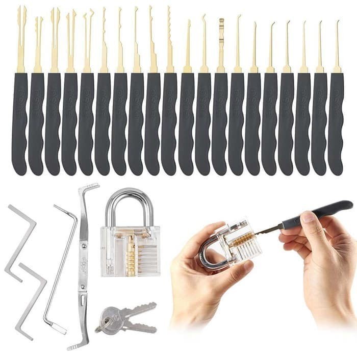 Jual Latin- Lock Picking Padlock Latihan Pick Trainer (Gembok+10 Pcs ...