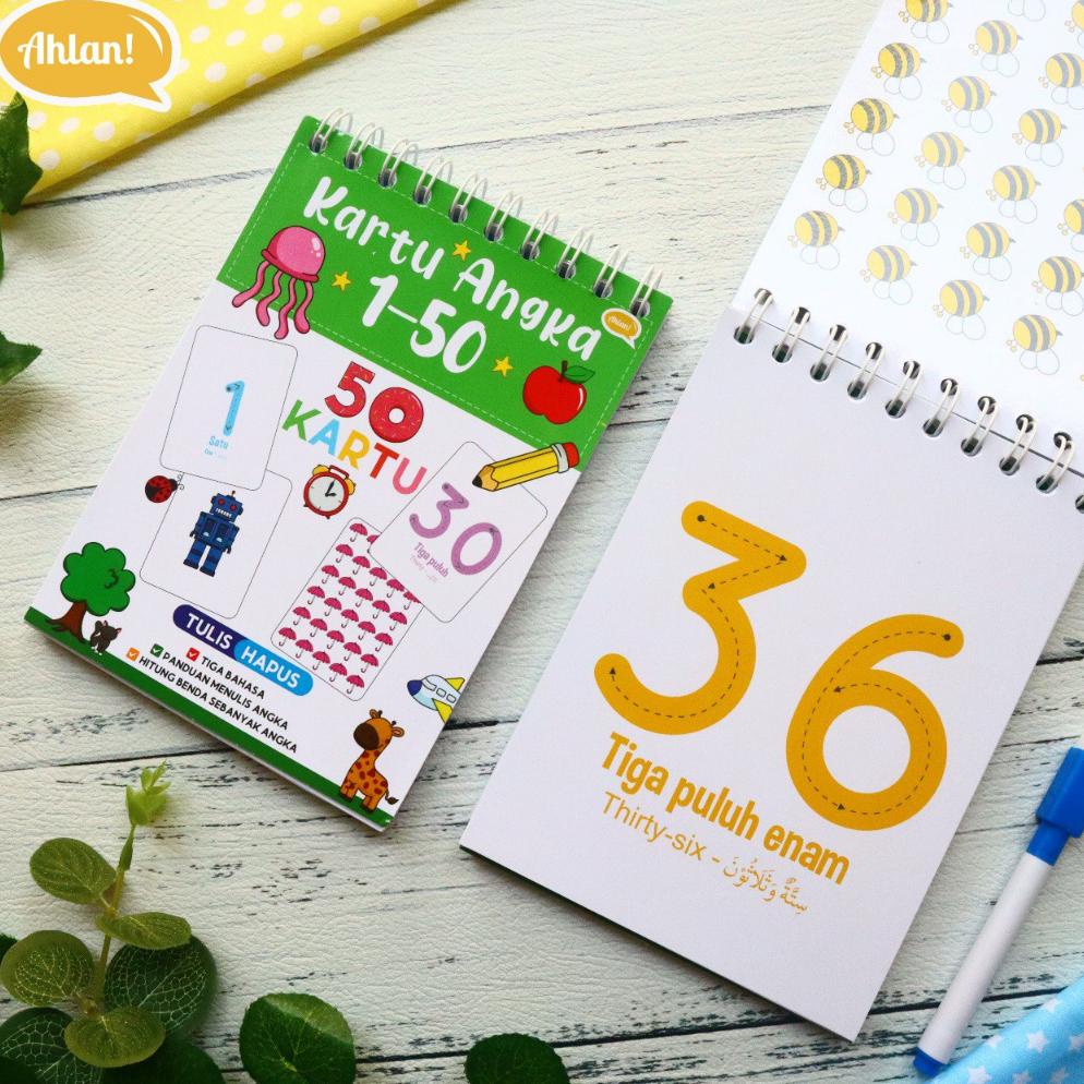 Jual Kartu Angka 1 Sampai 50 Wipe and Clean Ahlan Pustaka Umat Flash ...