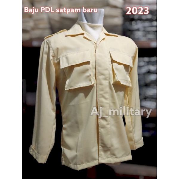 Jual BAJU KEMEJA PDL SATPAM CREAM KREM BARU BAHAN TWIST HALUS | Shopee ...