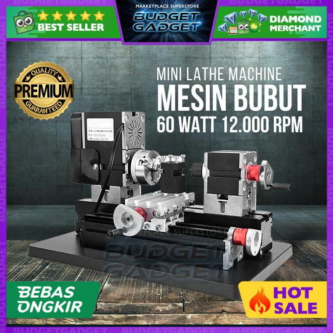 Jual Mesin Bubut Mini Lathe Wood Metalworking Diy 60W Tool The First ...