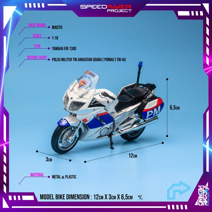 Jual Maisto Custom Yamaha Fjr1300 Polisi Militer Angkatan Udara Motor 1 ...