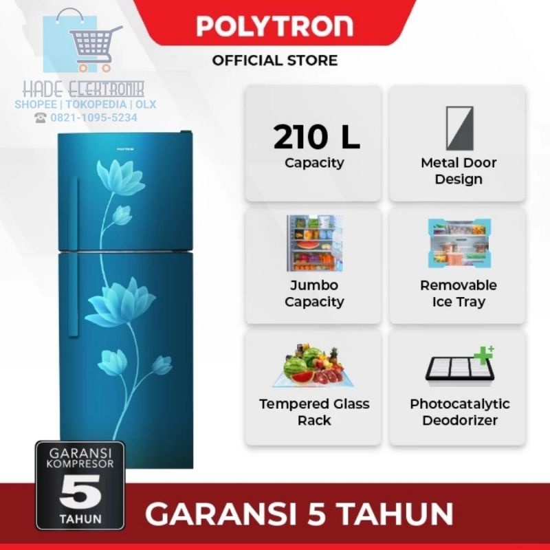 Jual POLYTRON Kulkas 2 Pintu Metallic 210 liter PRB 219 B/R | Shopee ...