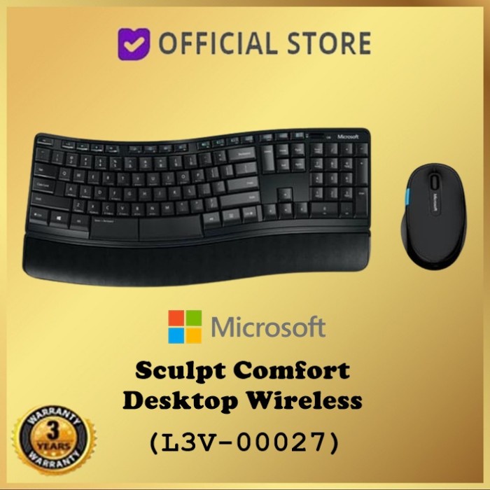 Jual MICROSOFT SCULPT COMFORT DESKTOP WIRELESS KEYBOARD MOUSE L3V-00027 ...
