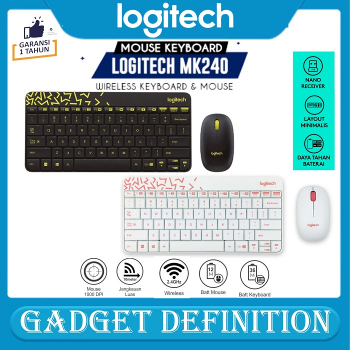 Jual LOGITECH WIRELESS MOUSE KEYBOARD MK240 / COMBO / MK 240 NANO ...