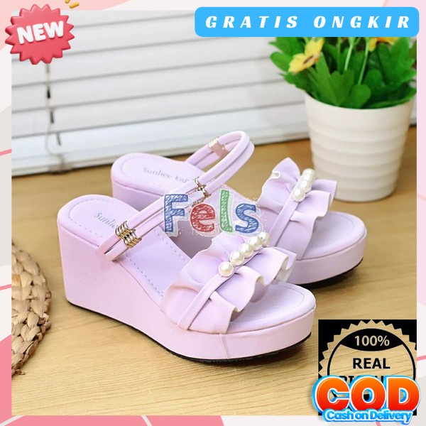 Jual Casual Sendal Jinjit Tinggi Korea Style Premium Weadges Amak ...