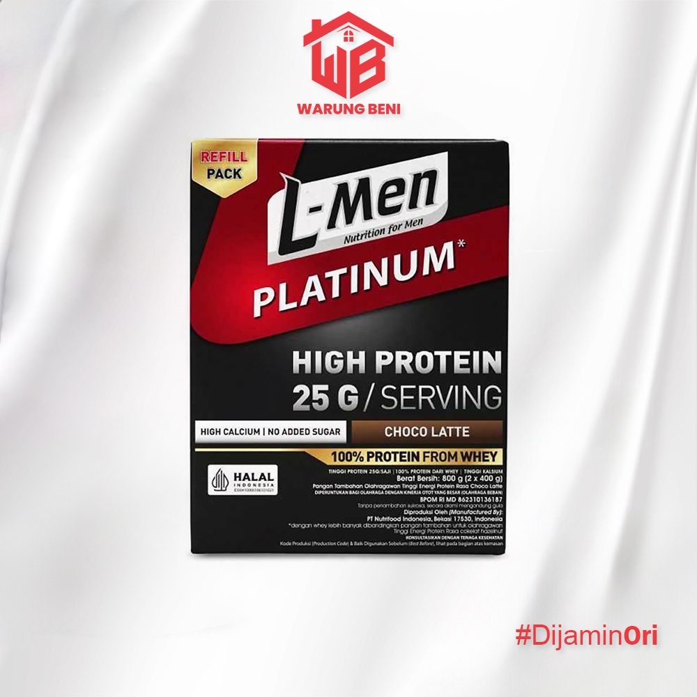 Jual L-Men Platinum Susu Whey Protein Tinggi Protein Choco Latte Refill ...