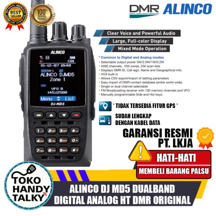 Jual Alinco Dj Md 5 Dj-Md5 Md5 Ht Dmr Dualband Vhf Uhf 400 Garansi Original | Shopee Indonesia