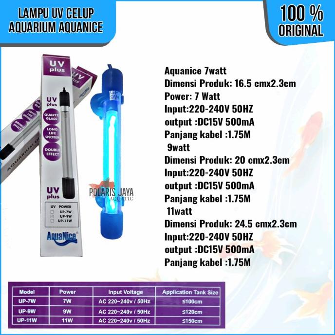 Jual Harga Miring Lampu Uv Celup Ultraviolet Aquarium Kolam Aquanice 7 9 11 Watt Origina ...