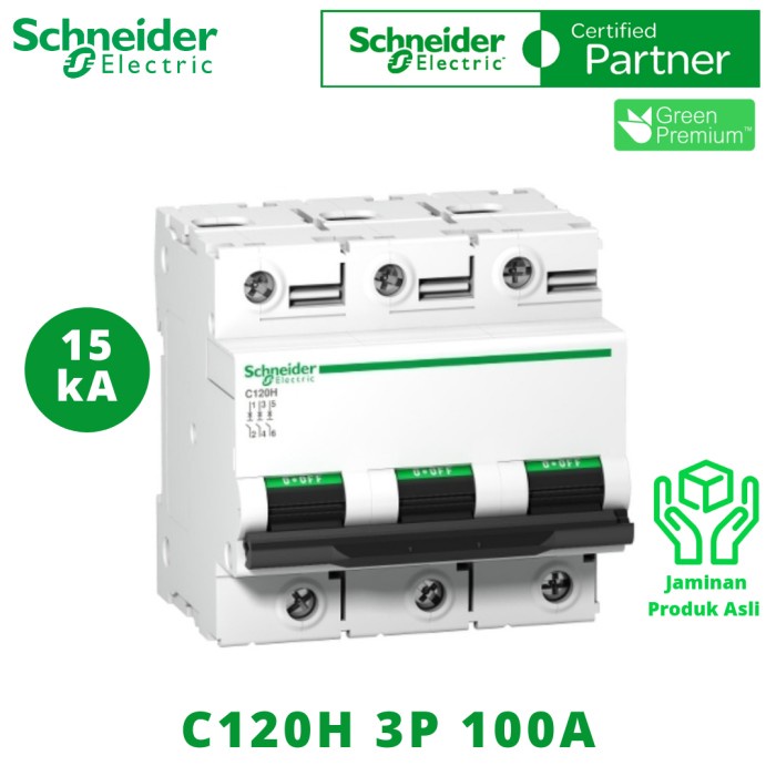 Jual Mcb C120H 3P 100A 3 Phase 100 Ampere 15Ka Schneider Original Sni | Shopee Indonesia