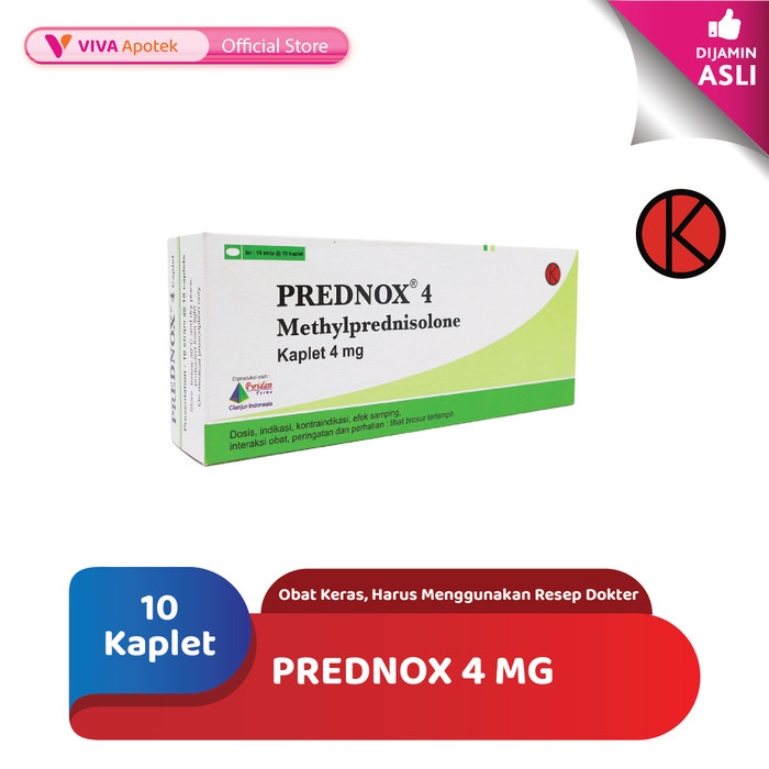 Jual Prednox 4 mg / Methylprednisolone / Radang / Alergi (10 Kaplet ...
