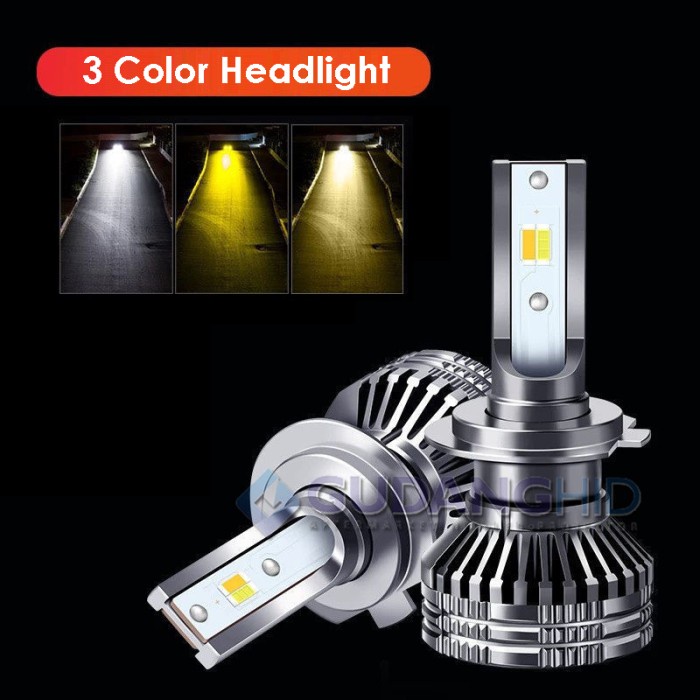 Jual Lampu LED Mobil 3 Warna H1 H3 H4 H7 H11 HB3 HB4 HIR2 35W 4000 ...