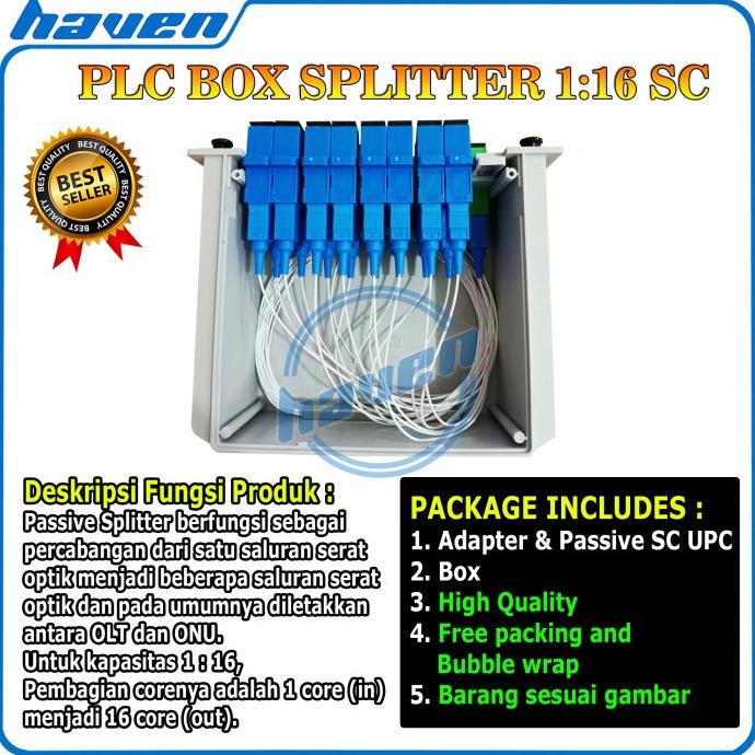 Jual Passive Splitter PLC BOX FO 1:16 SC UPC Fiber Optik Pasif Spliter ...