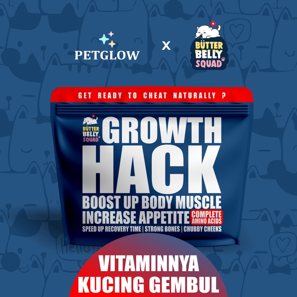 Jual Vitamin Gembul Growth Hack by Petglow X ButterBelly 150gr Vitamin Penggemuk Kucing Penambah ...