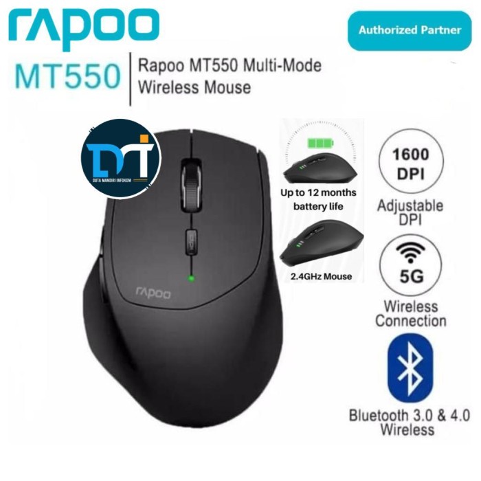 Jual RAPOO MT550 - Multi-mode 2.4Ghz Wireless & Bluetooth Mouse | Shopee Indonesia