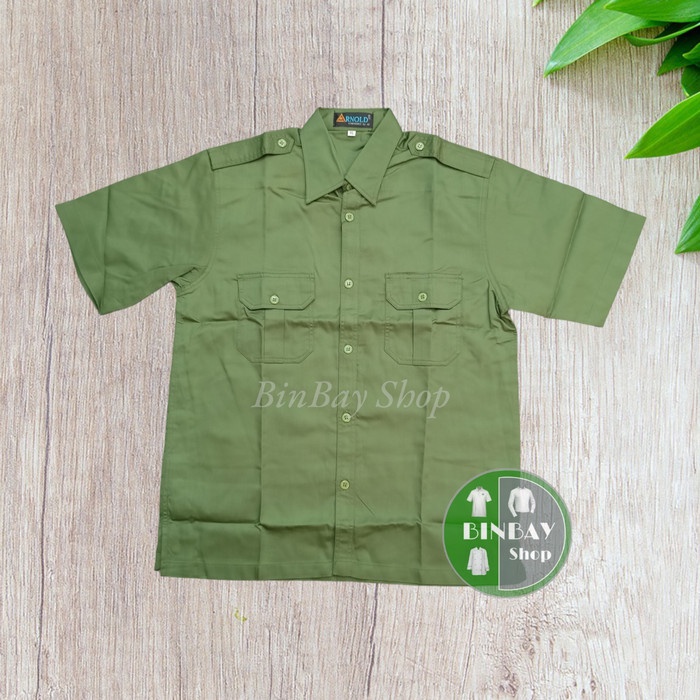 Jual KEMEJA SERAGAM PANGKAT HIJAU HANSIP | Shopee Indonesia