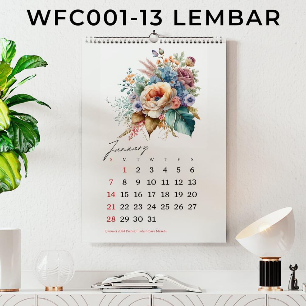 Jual [ZZR] KALENDER 2024 DINDING AESTHETIC WATER COLOR FLORAL KALENDER ...