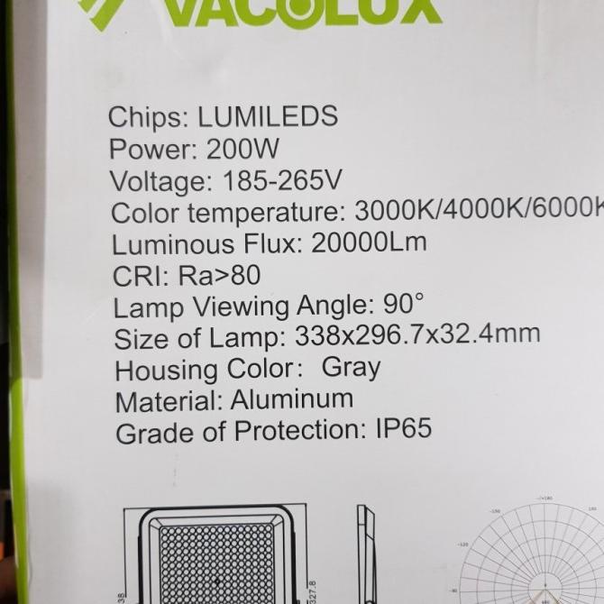 Jual Baru Lampu Flood Sorot LED 200W Vacolux 20.000LM 185-265V IP65 SNI ...